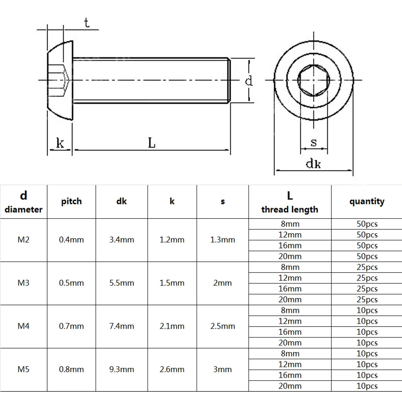 VIS,countersunk head--Kit de clés en acier inoxydable, 1140 pièces, M2 ...