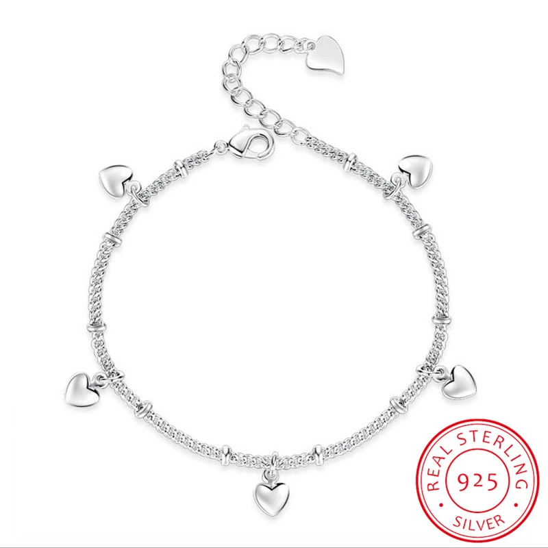 NEW 925 Silver Simple Heart Bracelet - munimoro.gob.pe