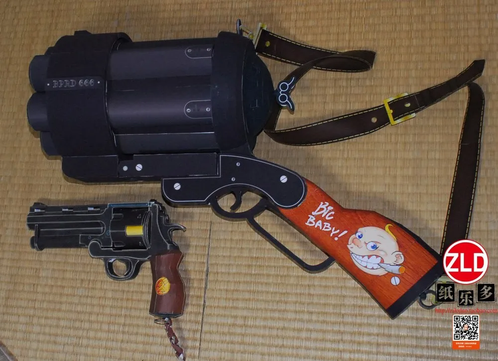 3D-Paper-Model-Gun-Pistol-Hellboy-Revolver-with-Bullets-Firearm ...