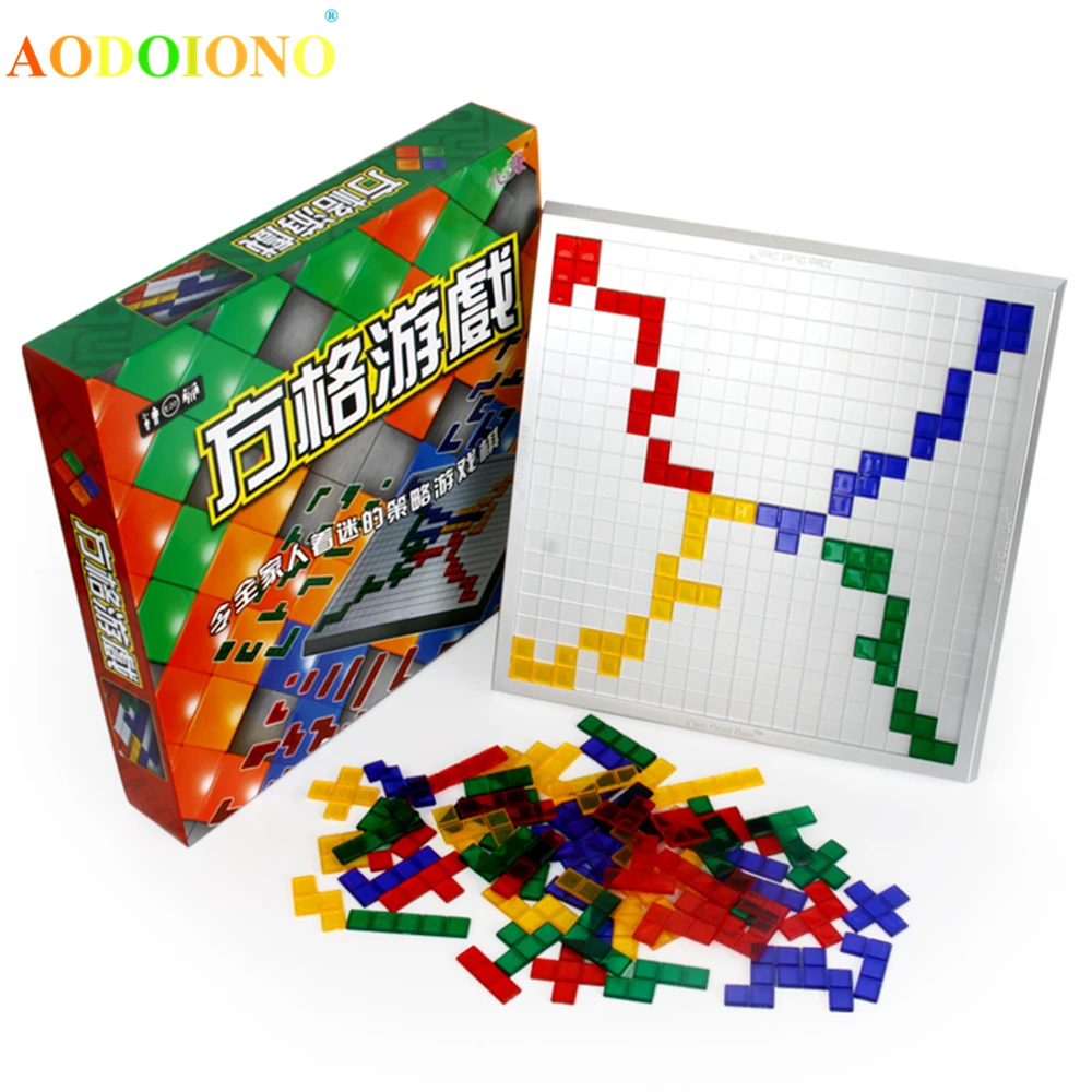 4 Players Plastic 3d Puzzle Game Squares Blocks Toy Chess Occupy Match ...