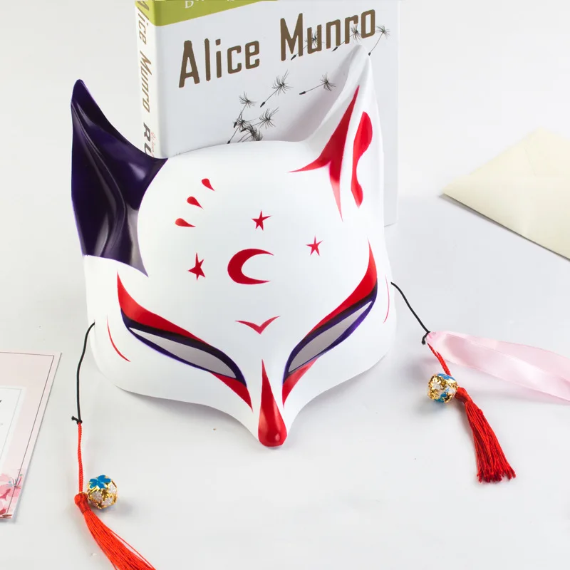 Anime Kabuki Kitsune Fox Half Face Rave Cosplay Mask - AllCosplay.com