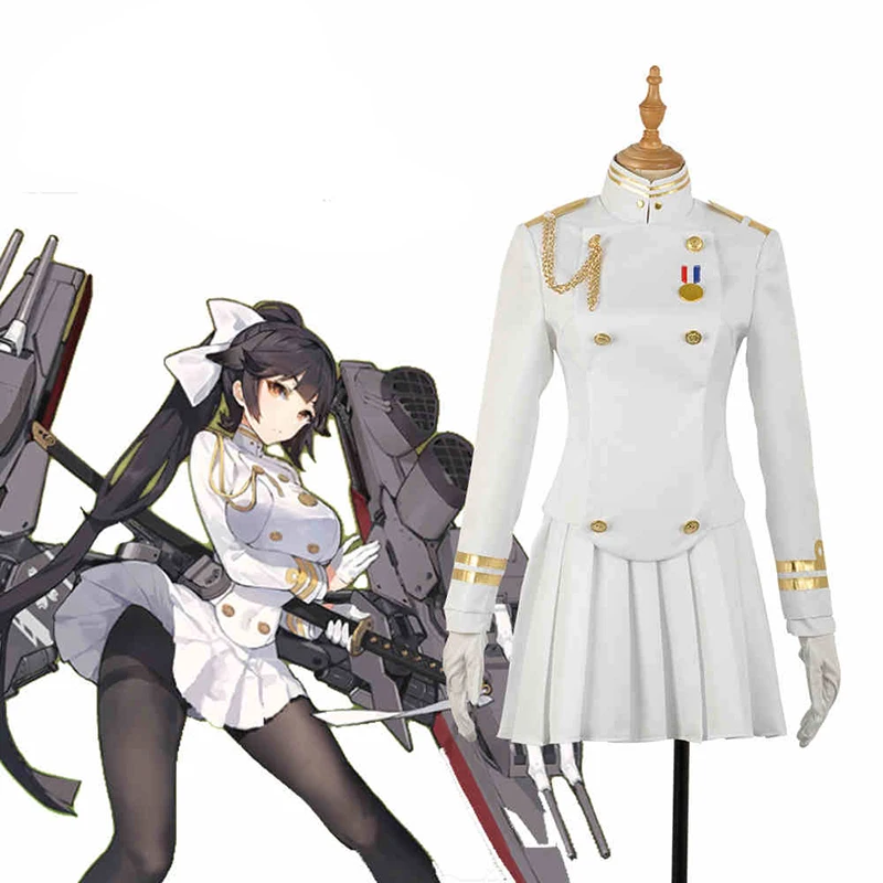 Game Azur Lane Atago Takao White Ship Uniform Set Cosplay Costume ...