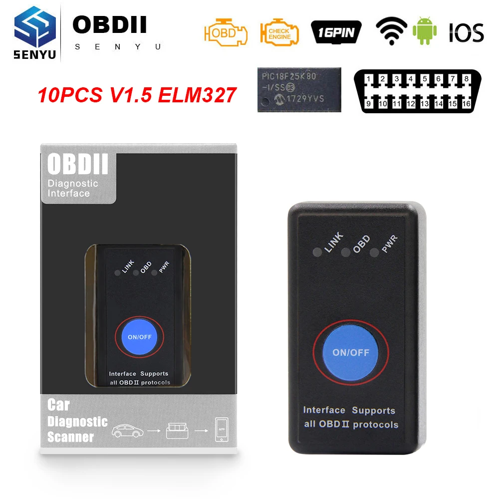 10PCS-ELM327-V1-5-OBD2-WIFI-Wireless-Support-IOS-Android-elm-327-obd-2 ...