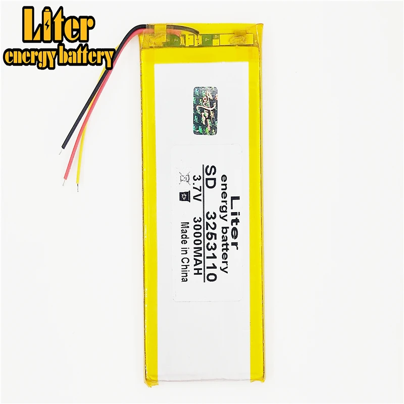 3253110 3-wire 3.7v 3000mah Rechargeable Li-polymer Li-ion Battery For ...