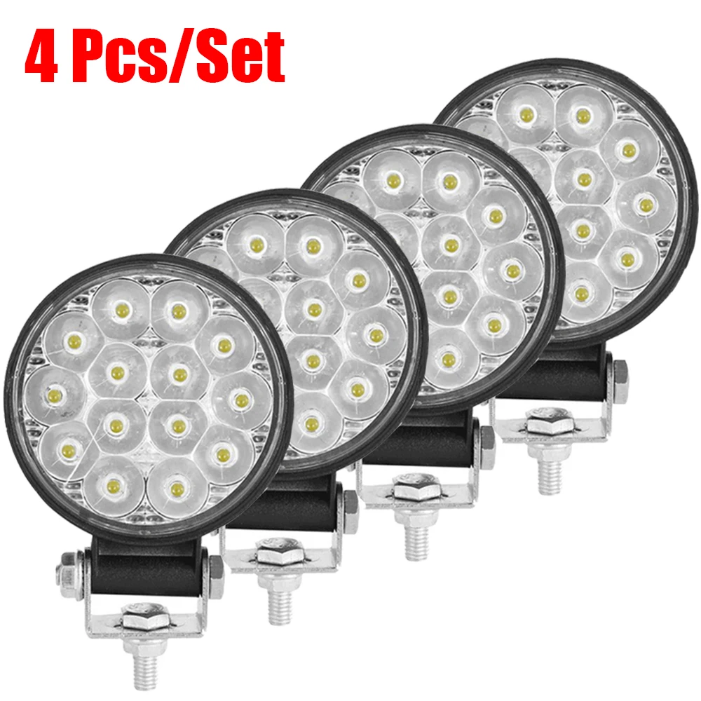 Mini Led Work Light Round Spotlight 42w Car Work Headlight Offroad Fog ...