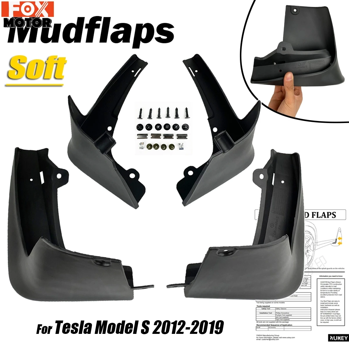 For Tesla Model S 2012 2013 2014 2015 2016 2017 2018 2019 Mudflaps ...
