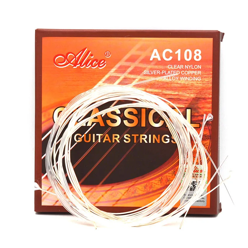 Alice AC108-N Classical Guitar Strings Nylon Silver Plated Copper ...