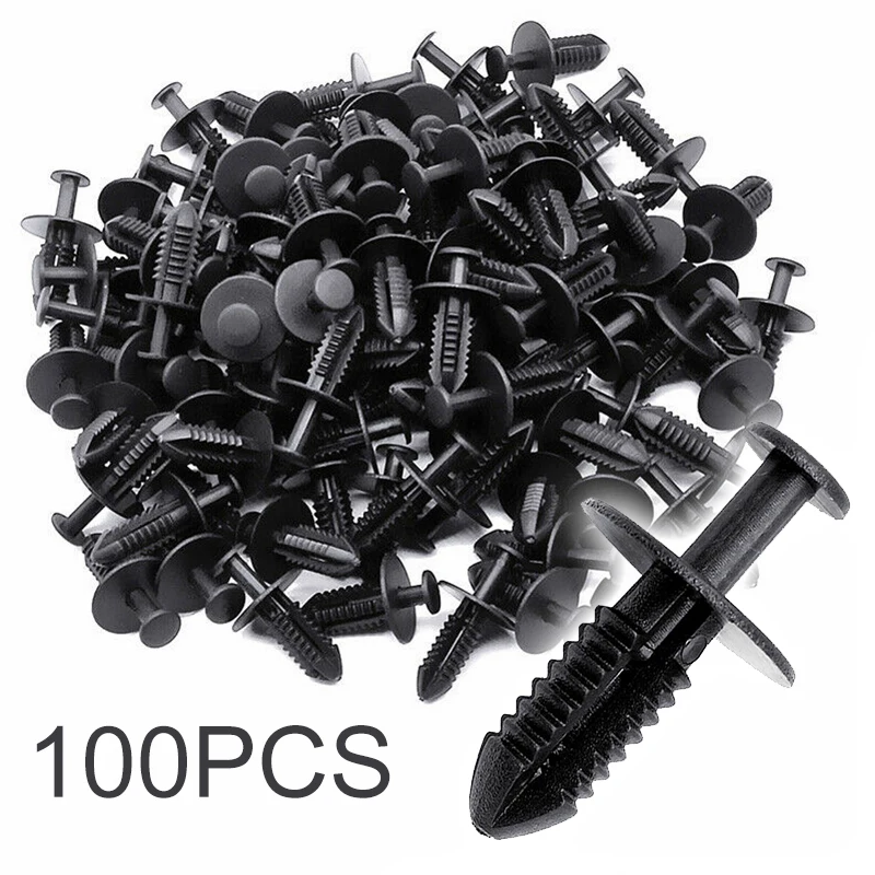 100pcs-7mm-Black-Plastic-Rivets-Fastener-Clips-Push-Pin-For-Car-Auto ...