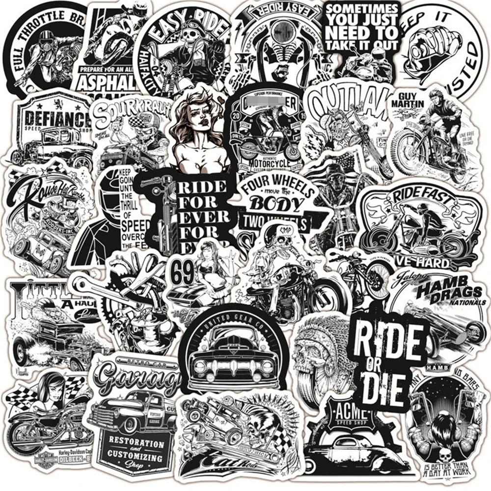50pcs-Black-White-Vintage-Locomotive-Stickers-For-Laptop-Adesivos ...