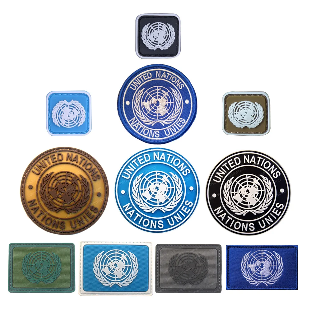 Un United Nations U.N. Badge Pvc Embroidery Tactical Army Airsoft Patch Badge Hook Military ...