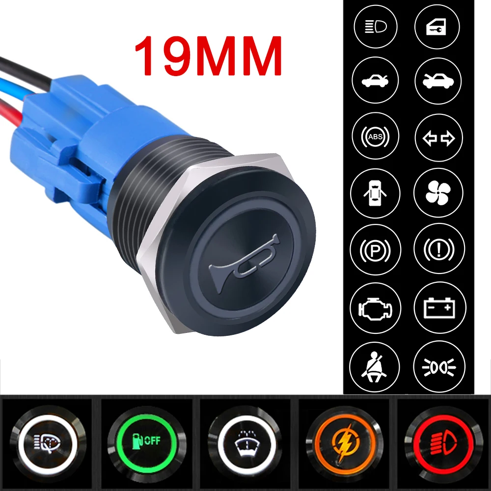 19mm-Black-Shell-Metal-Push-Button-Switch-12V-24V-Customization-Light ...