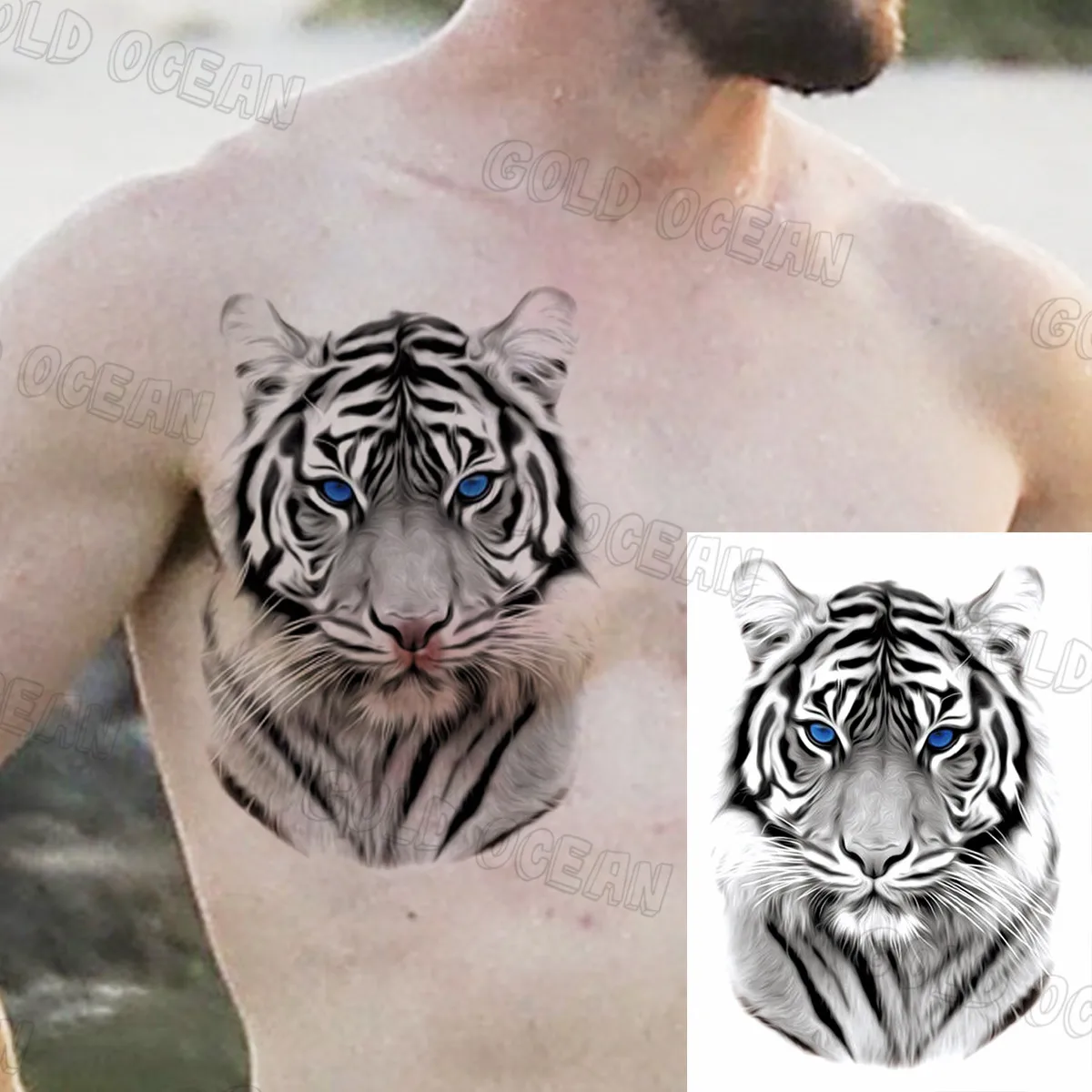 Tiger Face Chest Tattoo