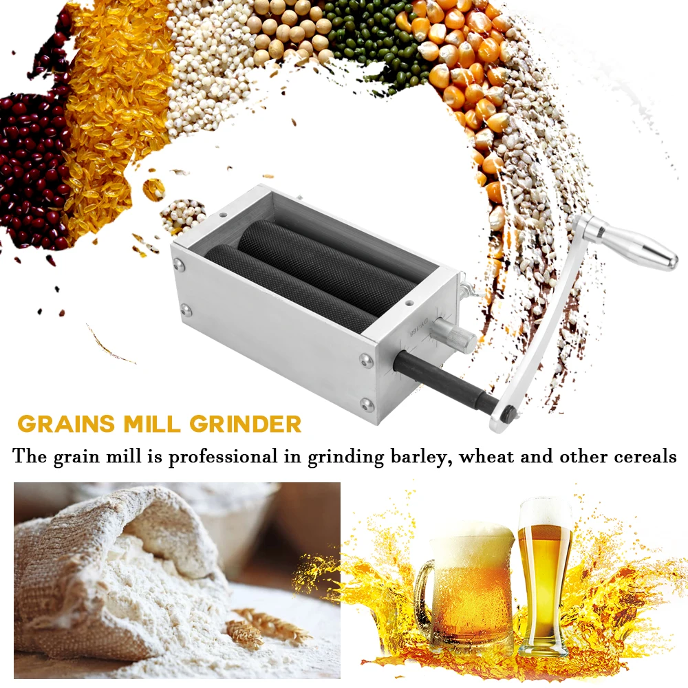 Stainless 2-Roller Barley Malt Mill Grain Grinder Hand Craft Malt Mill ...