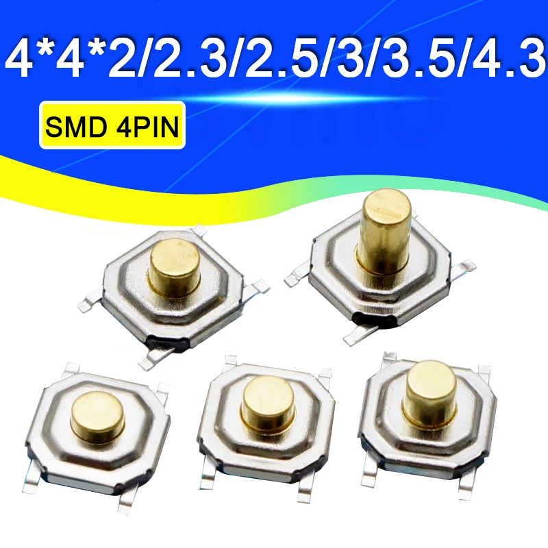 50PCS-4x4mm-Height-From-1-5mm-To-4-3mm-Momentary-Metal-Tact-Push-Button ...