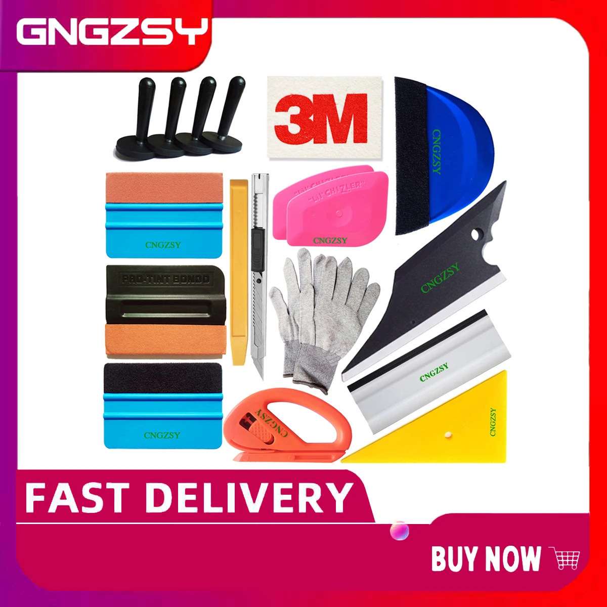 18pcs Sticker Cleaning Window Tinting Tool Kit 3M Wool Squeegee Magnet ...