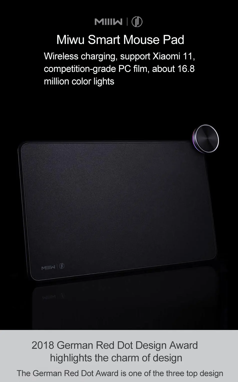 MIIIW Wireless Charging Smart Mouse Pad Office Computer Desk Mat ...