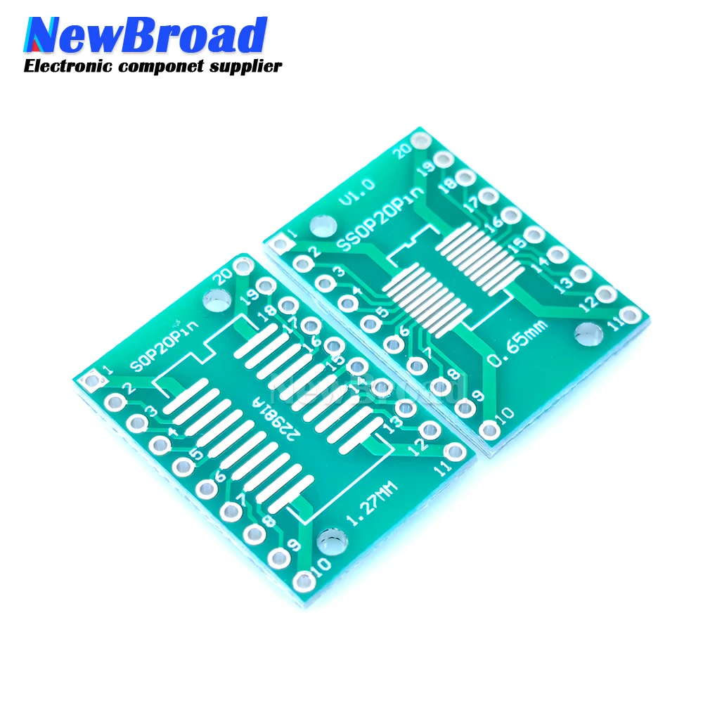 10pcs SOP20 SSOP20 TSSOP20 to DIP20 Pinboard SMD To DIP Adapter 0.65mm ...
