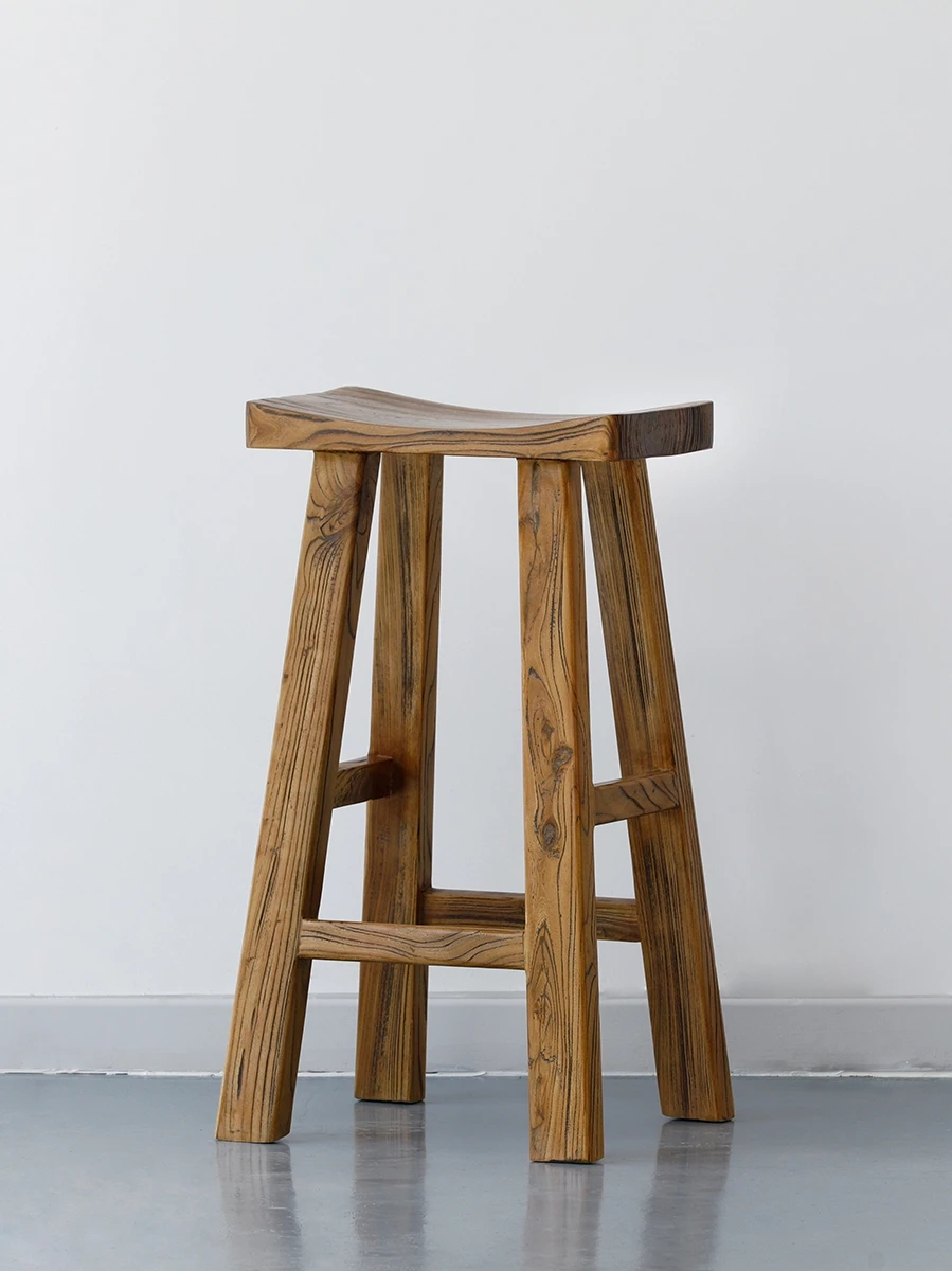 Nature Style Handmade Elm High Wooden Stool - Bar Stools - AliExpress