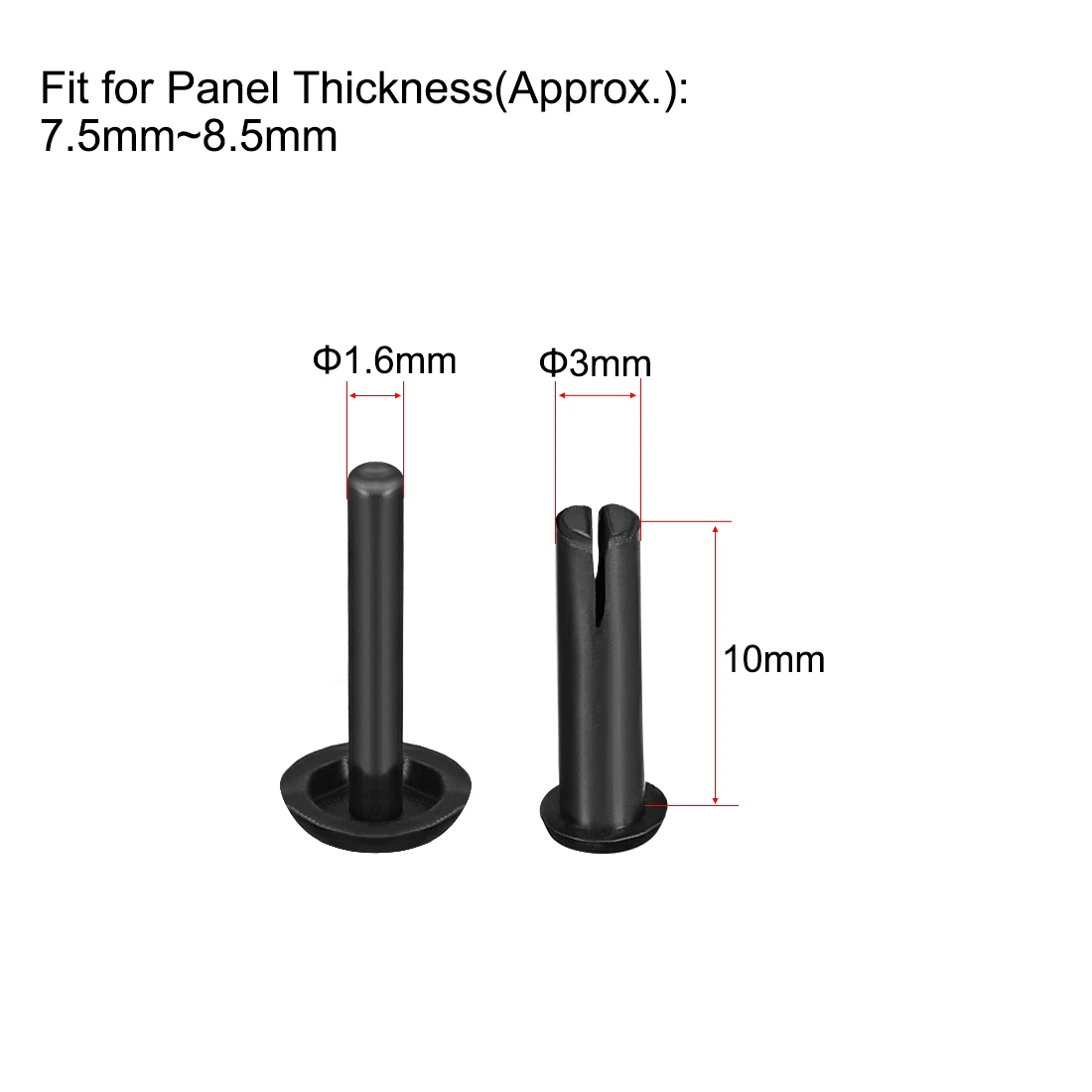 Uxcell 100 Pcs Push Clips Rivets 3mm X 10mm Pcb Circuit Panel Nylon ...