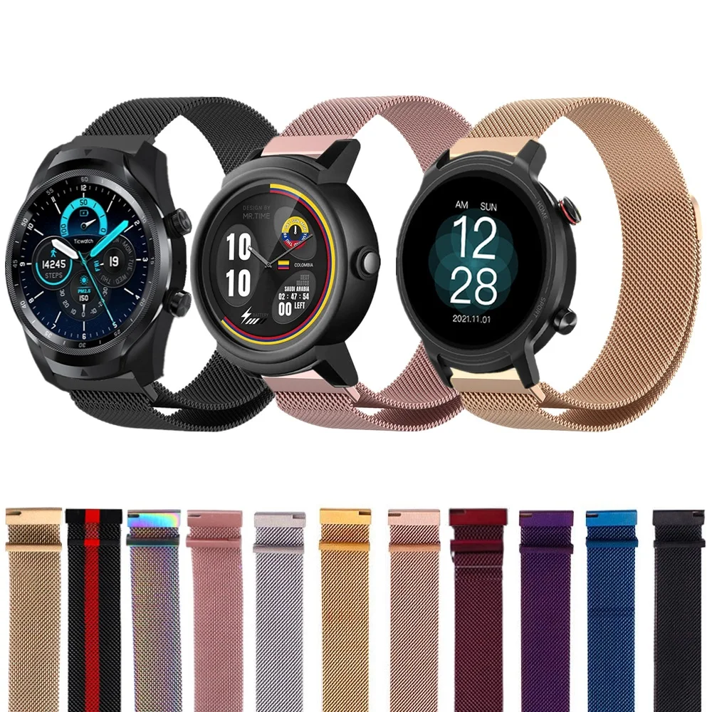 Banda de loop magnético para ticwatch pro 3 prox gtx pulseira de metal ...