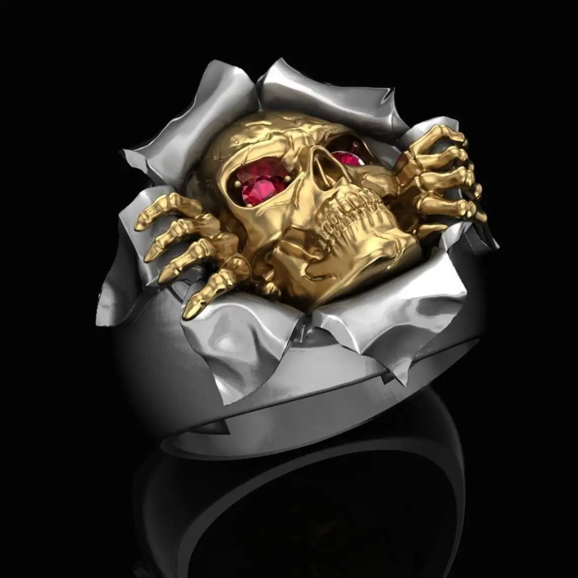 Vintage-Mens-Jewellery-Break-Out-Skull-Rings-for-Men-Gold-Skeleton ...