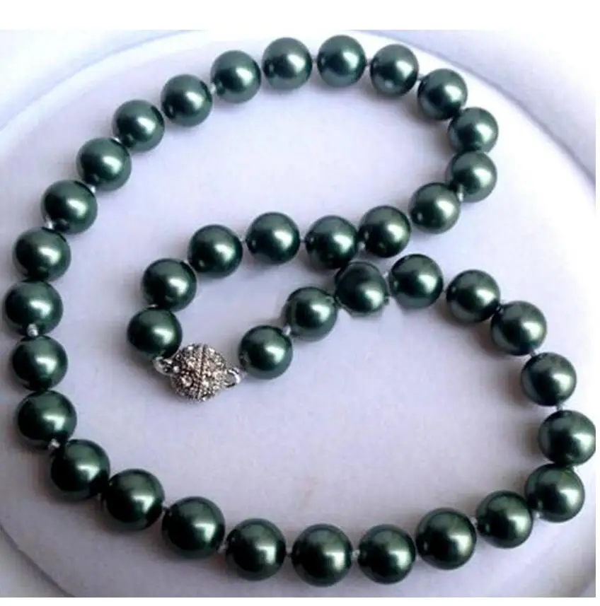 10mm 18 "aaa+ Peacock Green Sea Shell Pearl Necklace - Beads - AliExpress