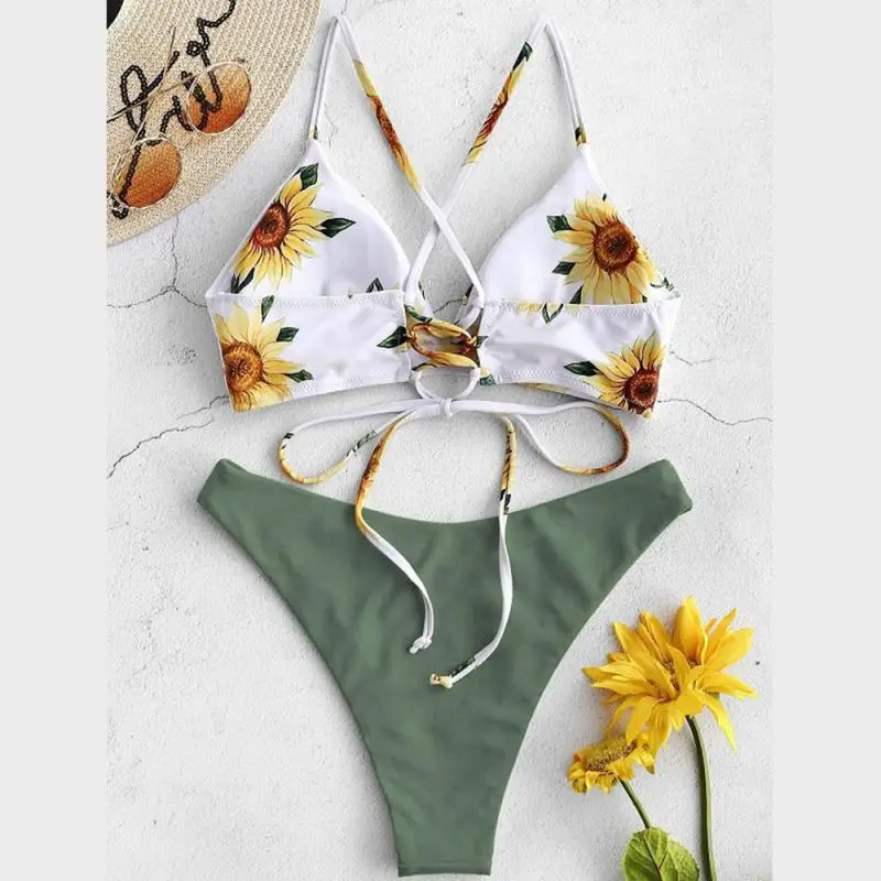 Sunflower Printed Bikini Set Sexy Swimwear Women 2020 Mujer Push Up ...