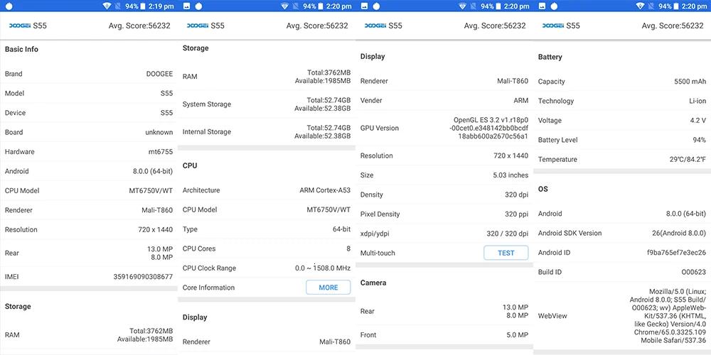 DOOGEE S55 прочный ударопрочный мобильный телефон android 8,0 5500 мАч 4 Гб ОЗУ 64 Гб ПЗУ ...