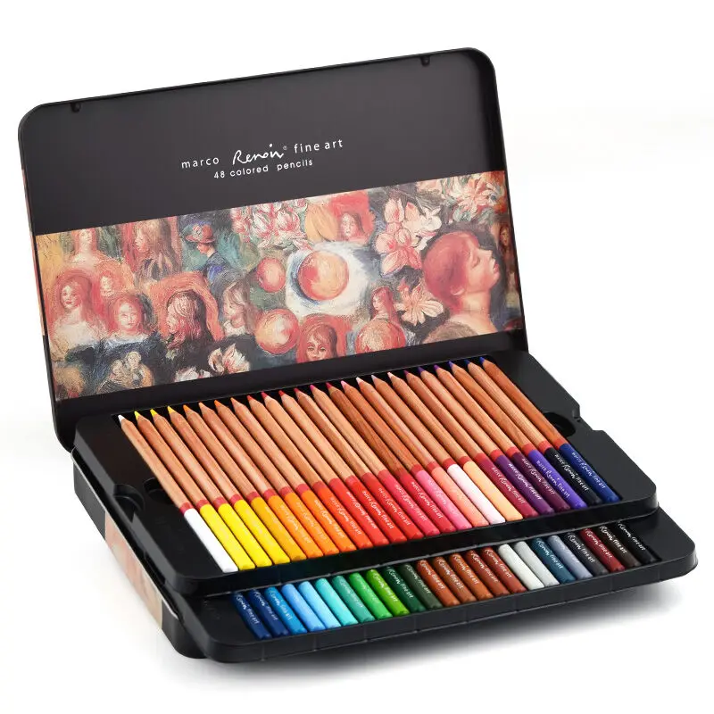 Premium 24/36/48/72/100/120 Oily Color Pencils Tin box Professional ...
