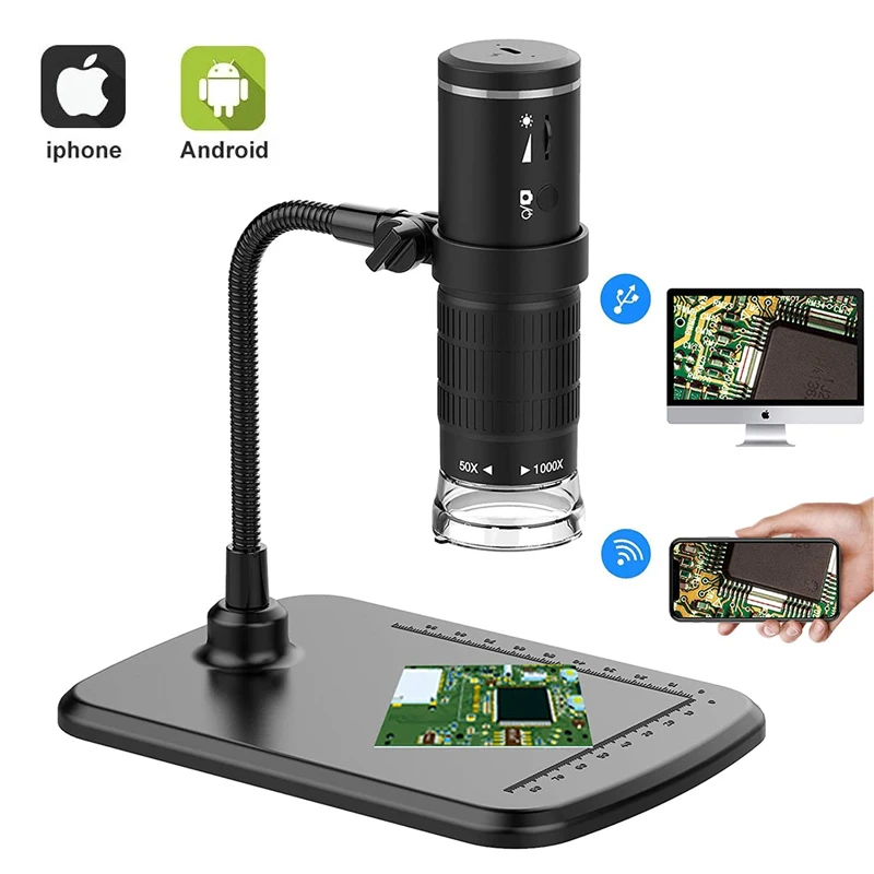 Wireless Digital Microscope WiFi 1080P Endoscope Camera1000x with Lift ...