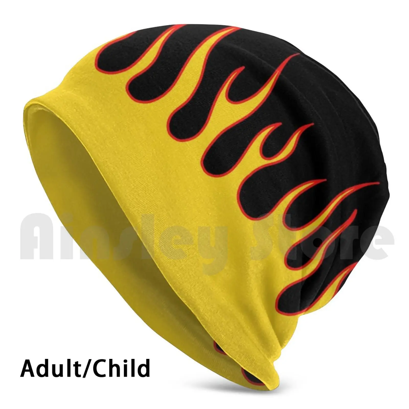 Black-And-Yellow-Flames-Beanies-Pullover-Cap-Comfortable-Skull-Fire ...