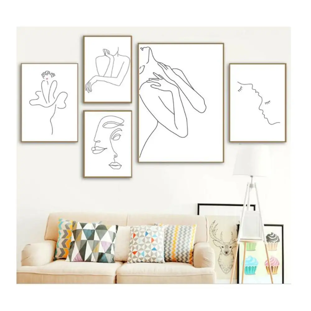 Mulheres sexy corpo nórdico poster & linha de impressão desenho moderno pintura da lona parede ...