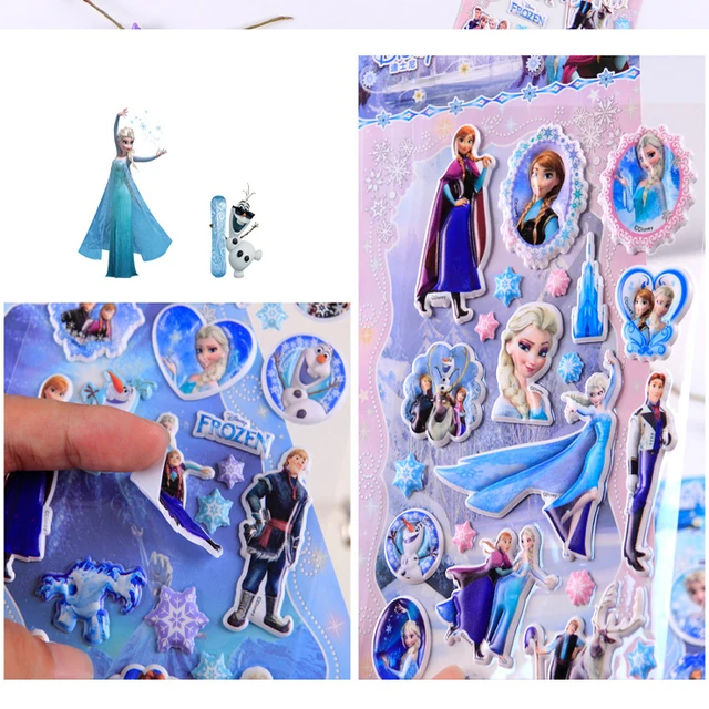 8pcs/set 3D Frozen 1 Elsa and Anna Stickers Princess Sophia Bubble Stickers
