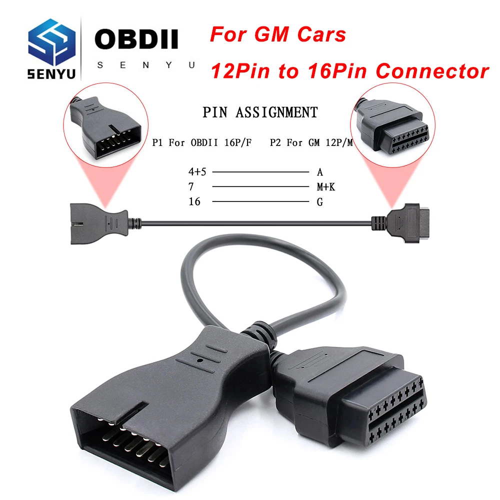 For GM MDI 12 Pin Connector Adapter OBD to OBD2 16Pin MDI For GM 12Pin ...