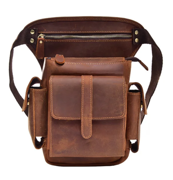 Dainty Retro Men Genuine Leather Waist Bag Multi Function Men Belt Bag ...