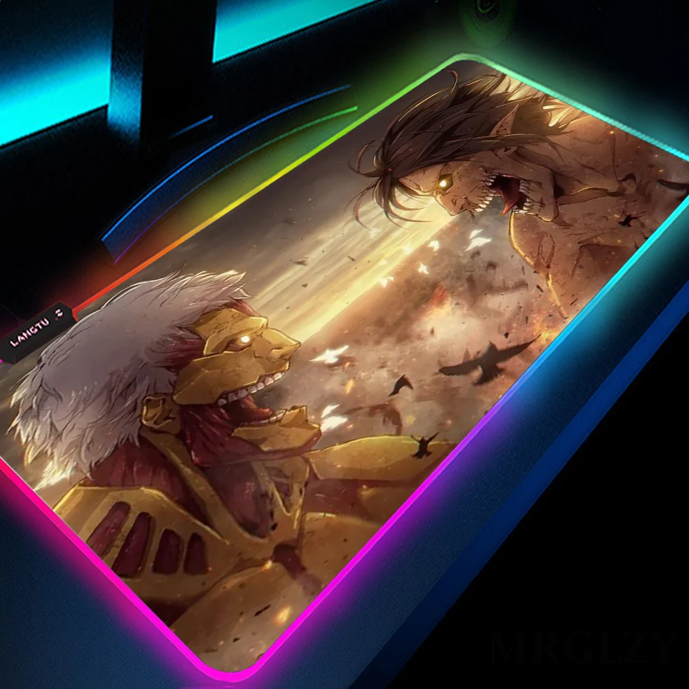 RGB Attack On Titan Gaming Mouse Pad 90x35cm LED Light Computer ...
