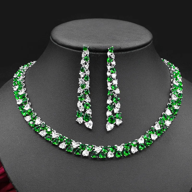 New Geometric Newly Jewelry Set Luxury Sparkling CZ Geometric Design ...