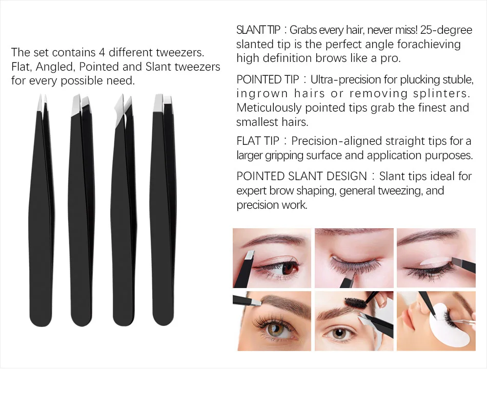 Professional Slanted Eyebrow Tweezers High Precision Eye Brow Trimmer ...