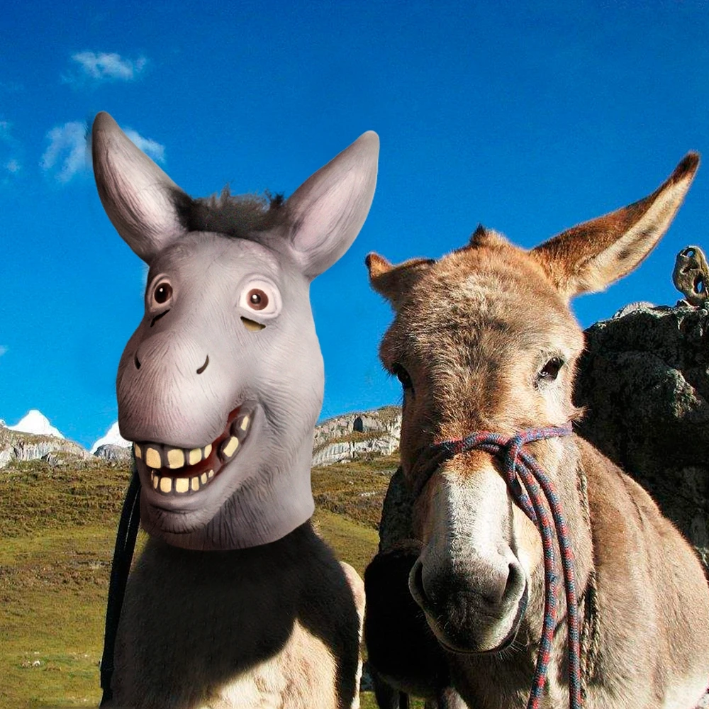 Cute Realistic Happy Donkey Full Face Cosplay Halloween Mask ...