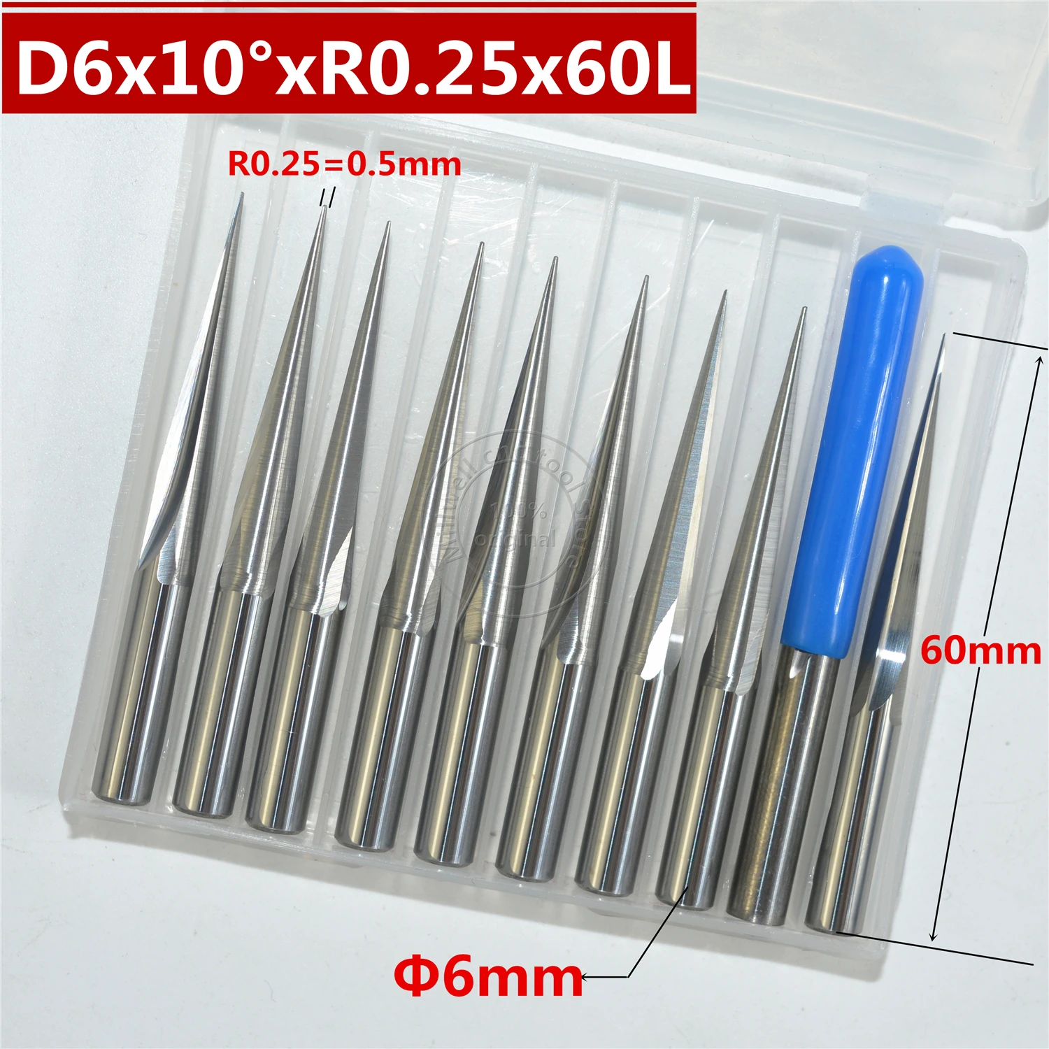 6mm*R0.25*10°*60L,CNC carbide wood End Mill,woodworking insert router ...