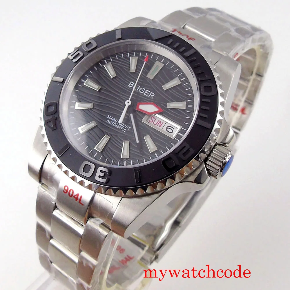 Bliger 40mm Black Grey Green Dial Nh36 Sapphire Glass Green Luminous ...