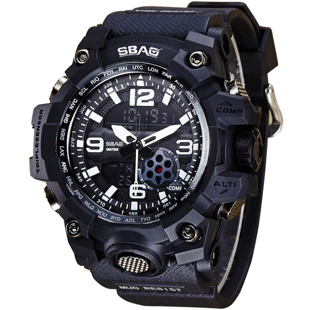 Модные спортивные цифровые часы SBAO часы светодиодный мужские ...