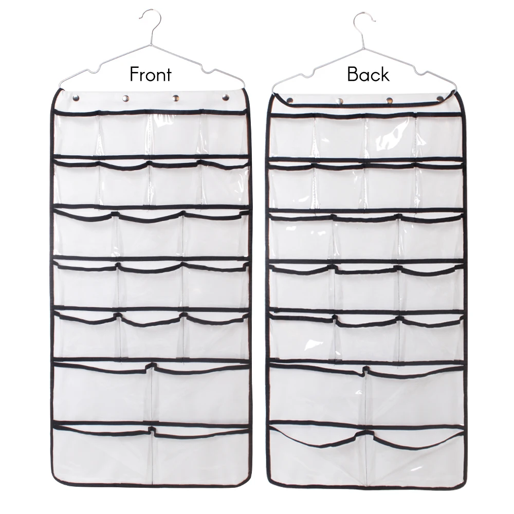 New Transparent 42 Pockets Dual Sided Hanging Closet Organizer Jewelry ...