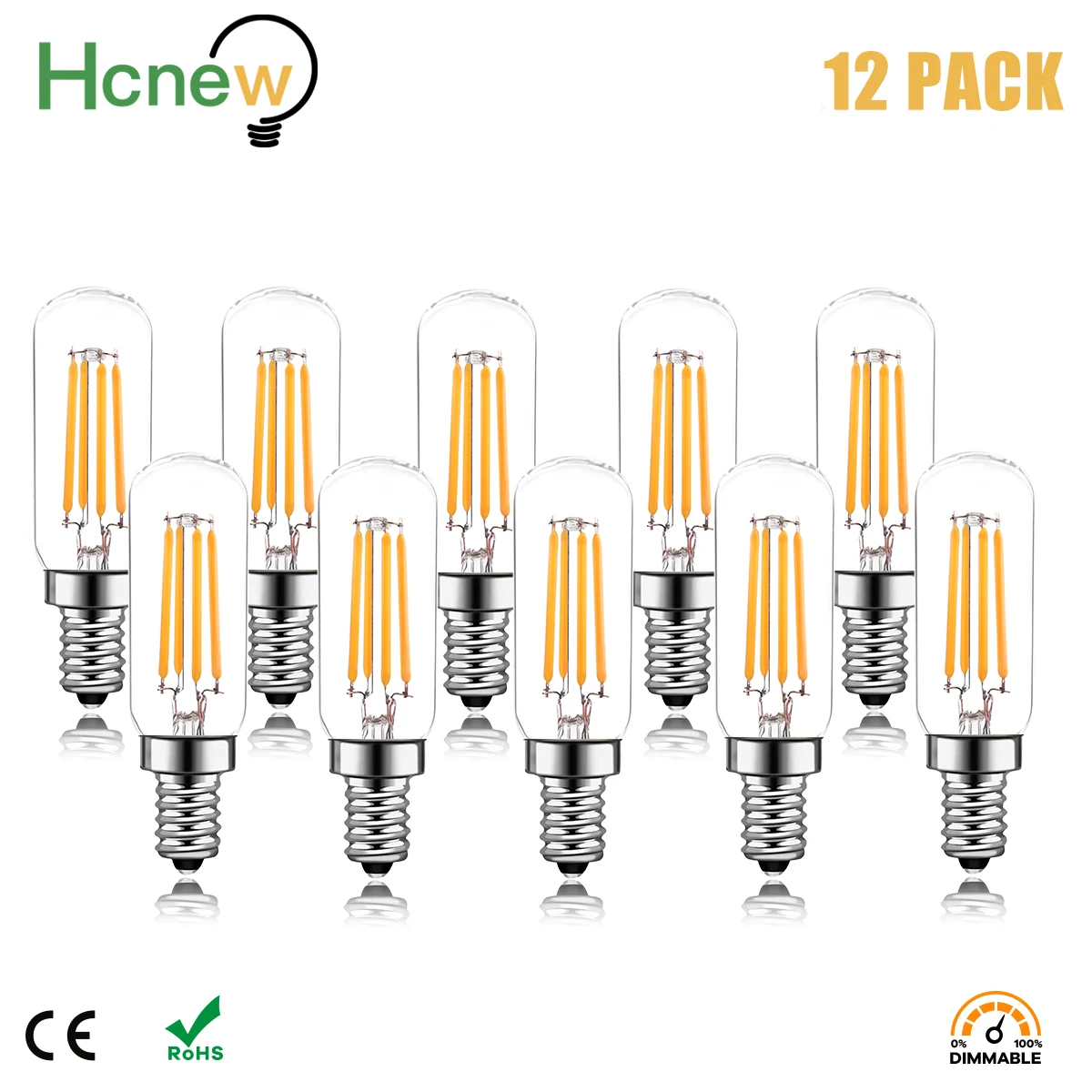 Hcnew lâmpadas de filamento led t25 tubular 4w led pode ser escurecido lâmpada lustre pingente ...