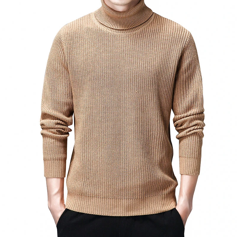 Turtleneck Sweater Men Casual Cotton Pullover Men Autumn Slim Fit Long ...
