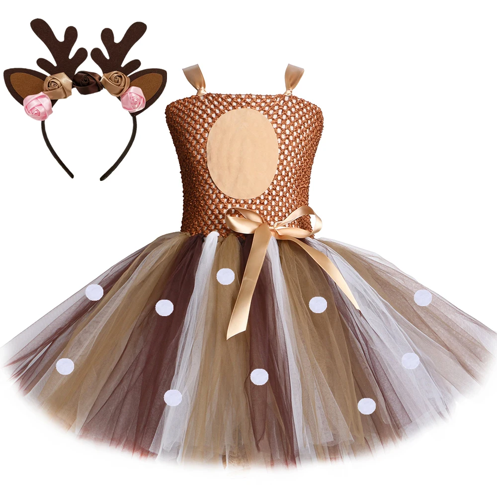 Deer Costume for Girls Halloween Christmas Tutu Dress Reindeer Elk ...