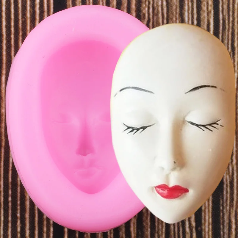 Girl Face Silicone Molds Woman Mask Polymer Clay Candy Mold Fondant ...
