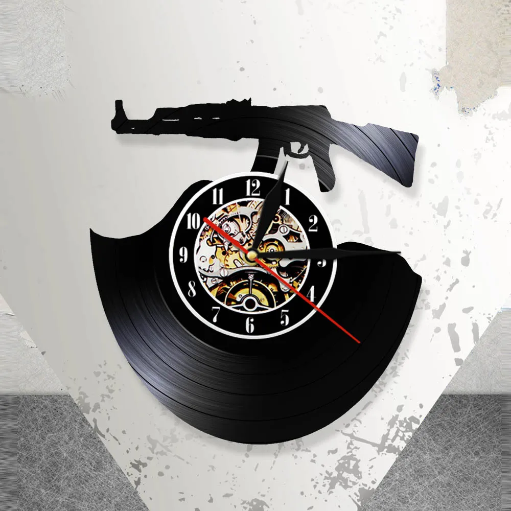Weapon Pistol Ornament Weapon Pistol Vinyl Record Wall Clock Home Décor ...