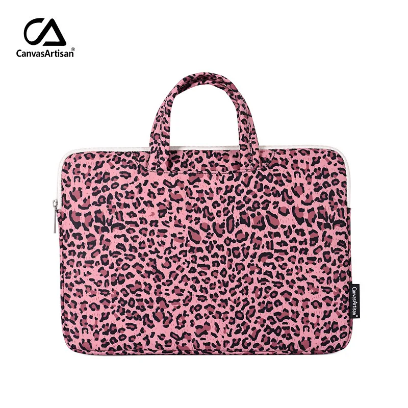 Bolso de mano de marca para ordenador portátil, maletín de leopardo ...