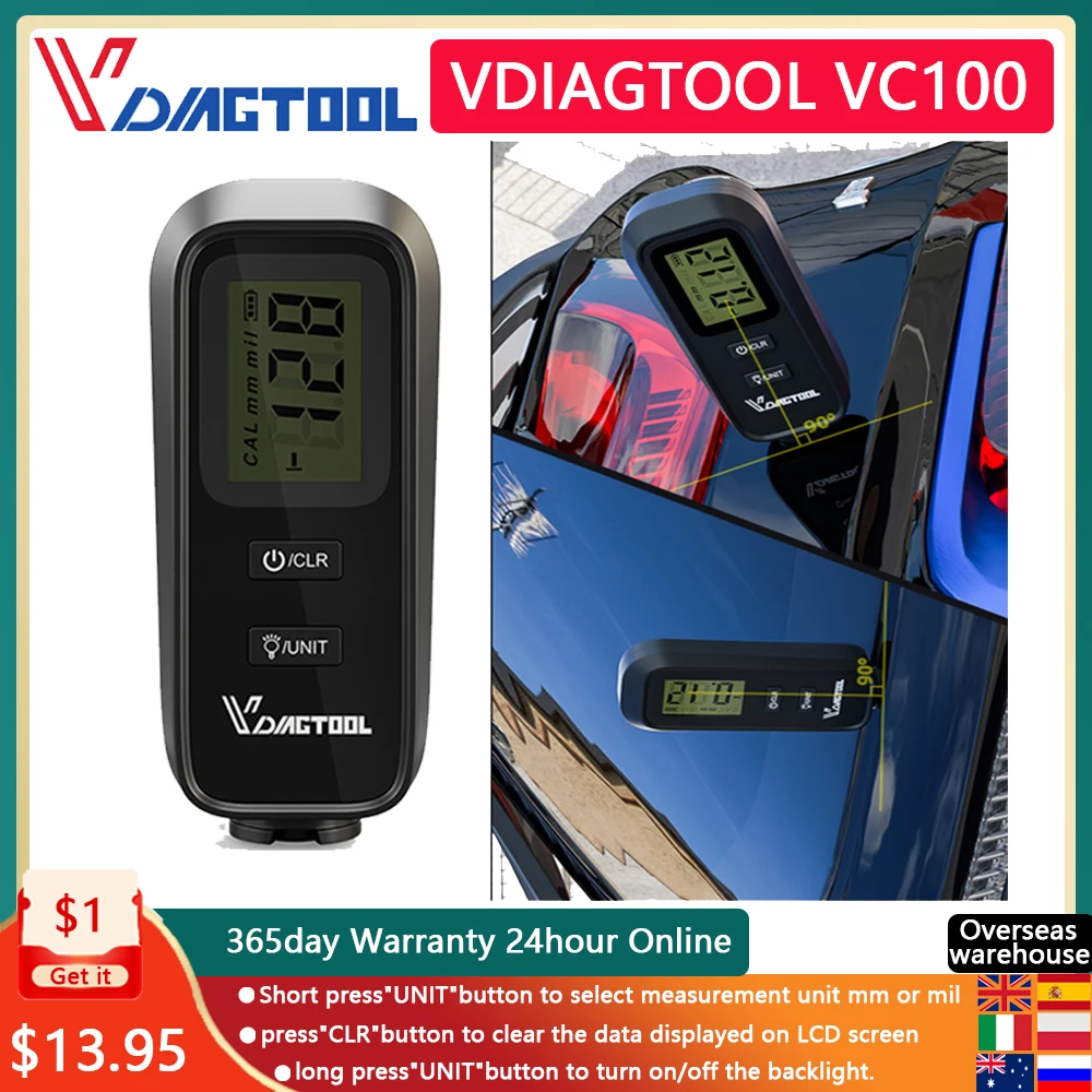 VDIAGTOOL-VC100-OBD2-Digital-Coating-Thickness-Gauge-1-micron-0-1300 ...